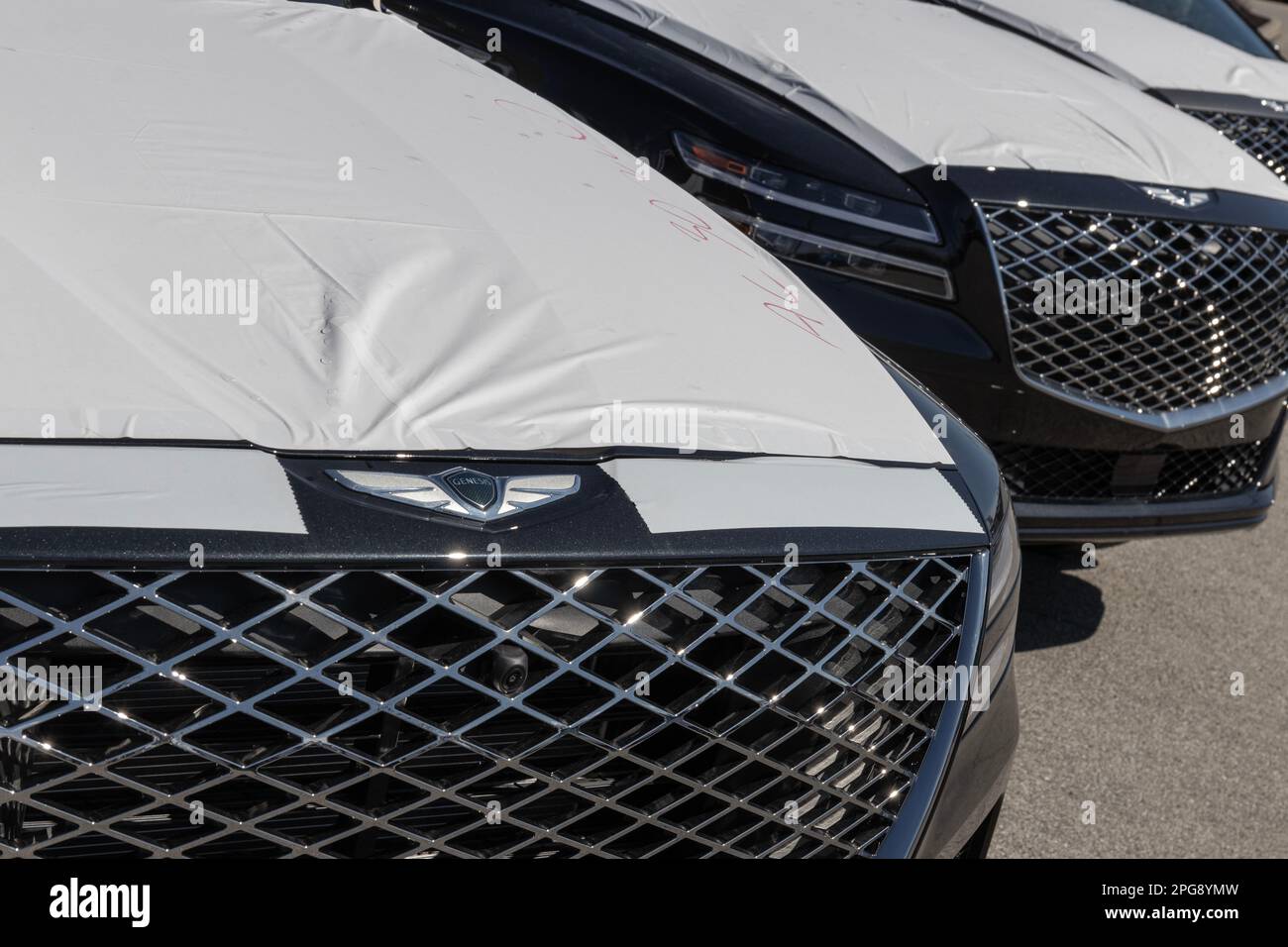 Indianapolis - Circa March 2023: Genesis Motor new cars waiting for ...