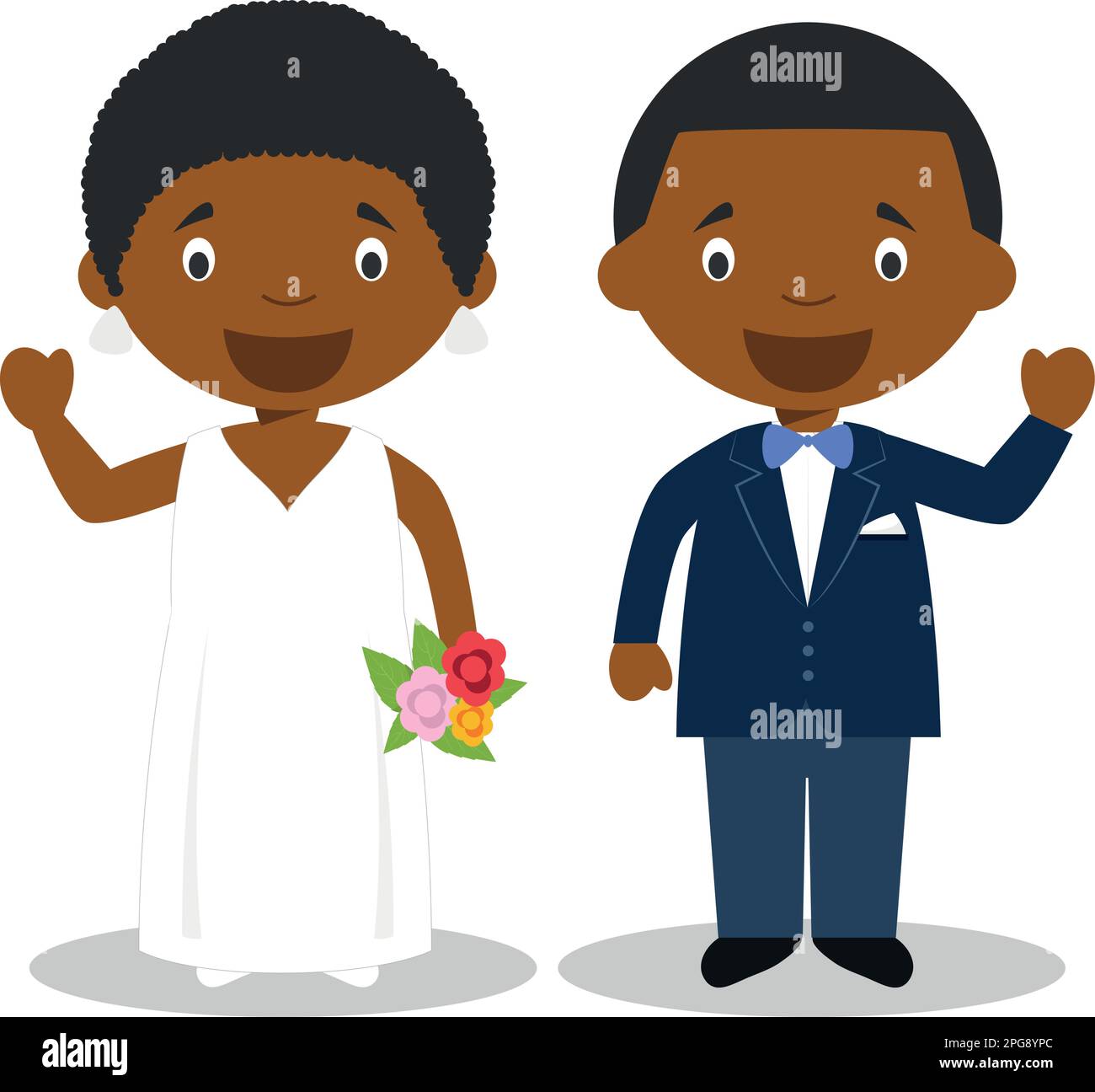 Black newlywed couple in cartoon style Vector illustration Stock Vector ...