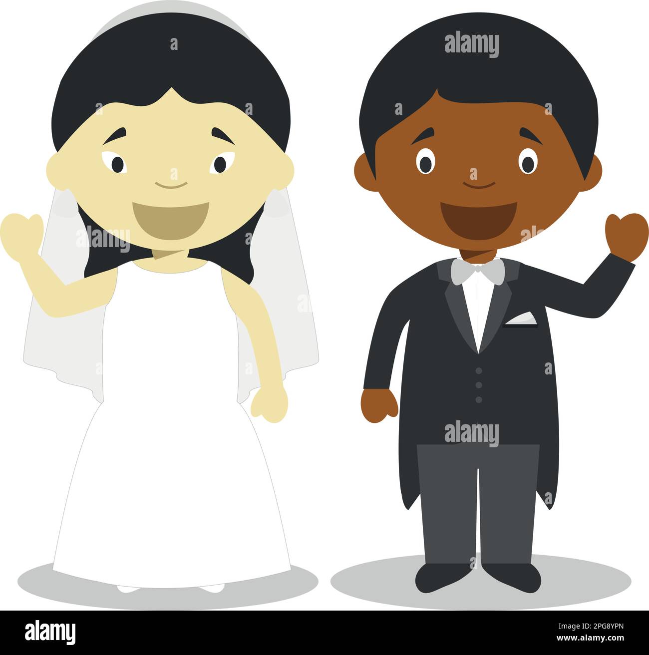 Oriental Bride And Black Bridegroom Interracial Newlywed Couple In