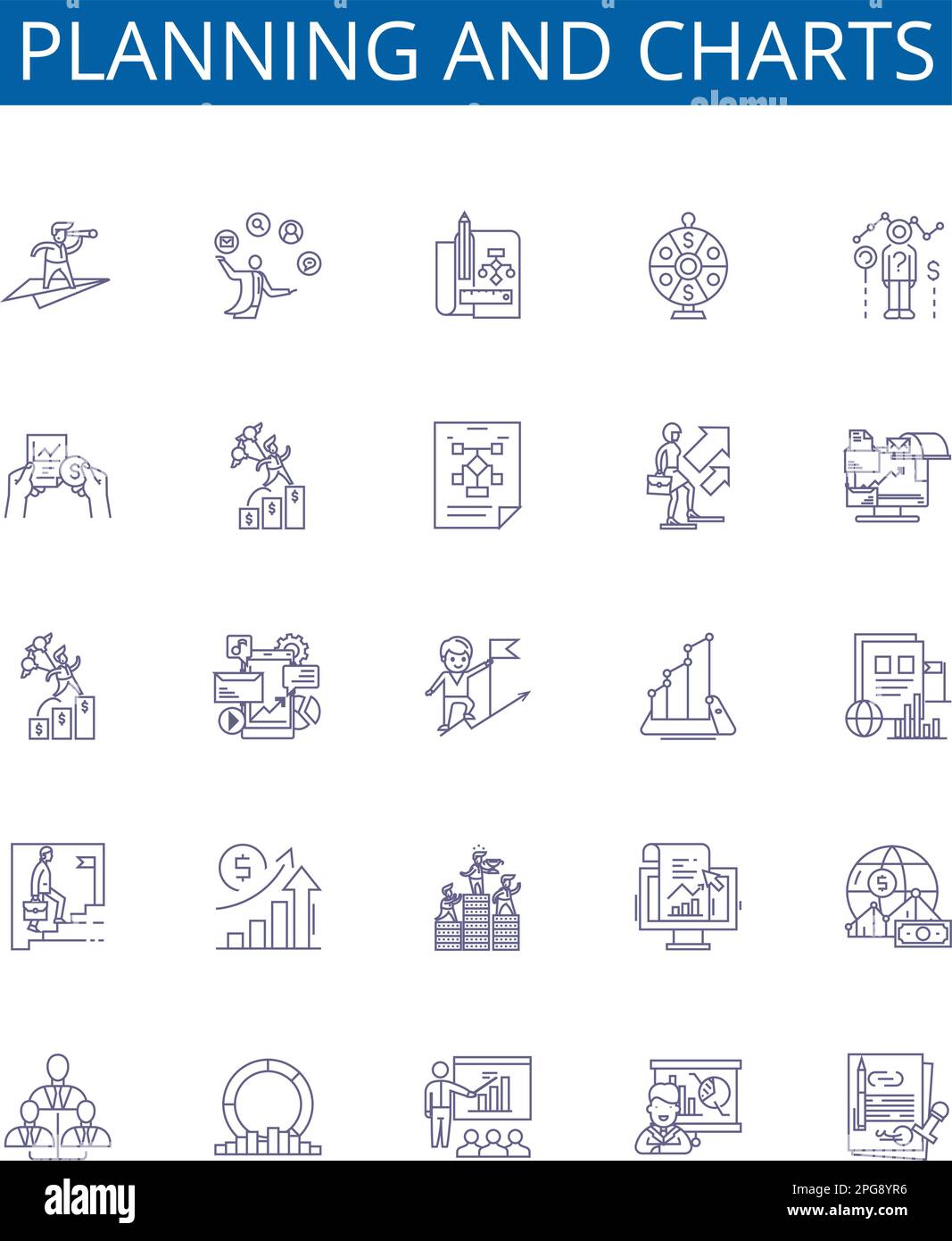 Planning and charts line icons signs set. Design collection of Planning ... Planning and charts line icons signs set. Design collection of Planning ...