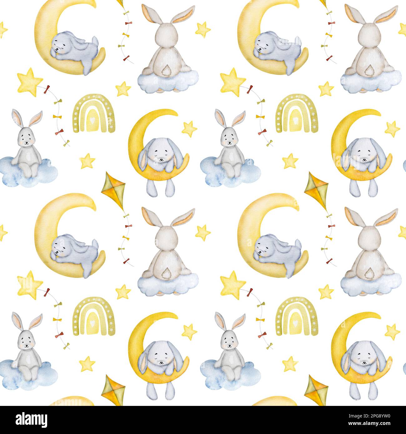 Cute bunny rabbit sweet dreams illustration Stock Photo - Alamy