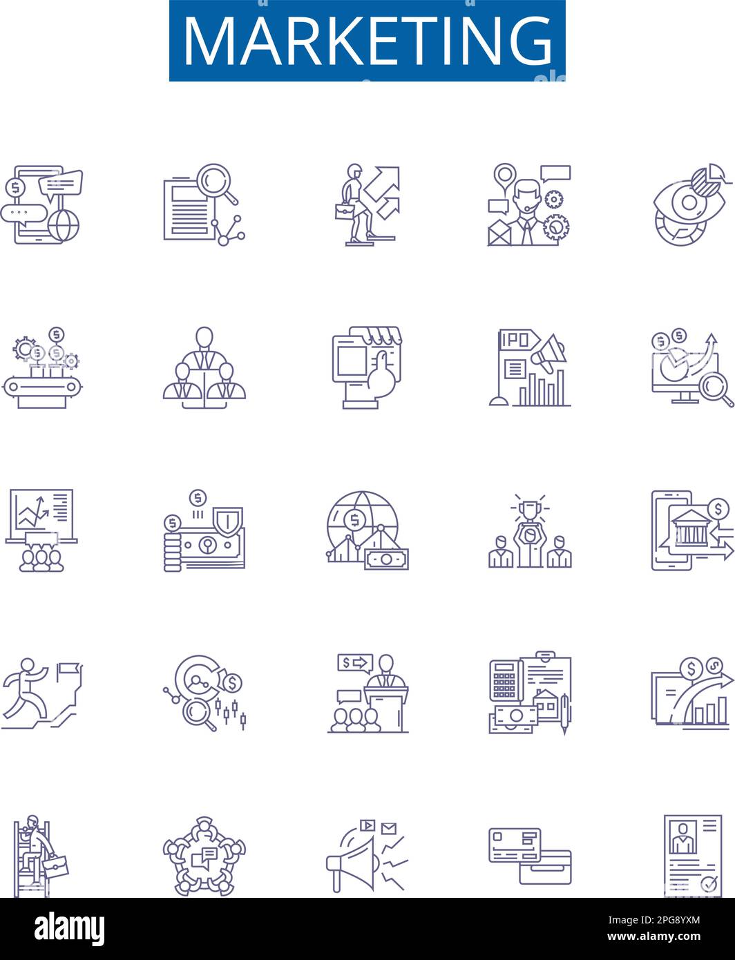 Marketing line icons signs set. Design collection of Advertising ...