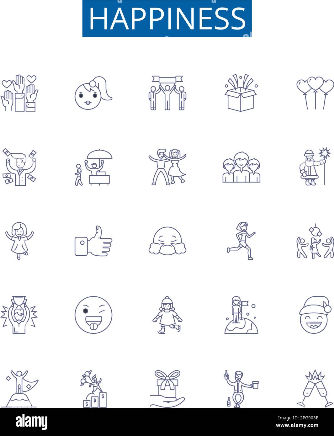 Happiness line icons signs set. Design collection of Joy, Bliss ...