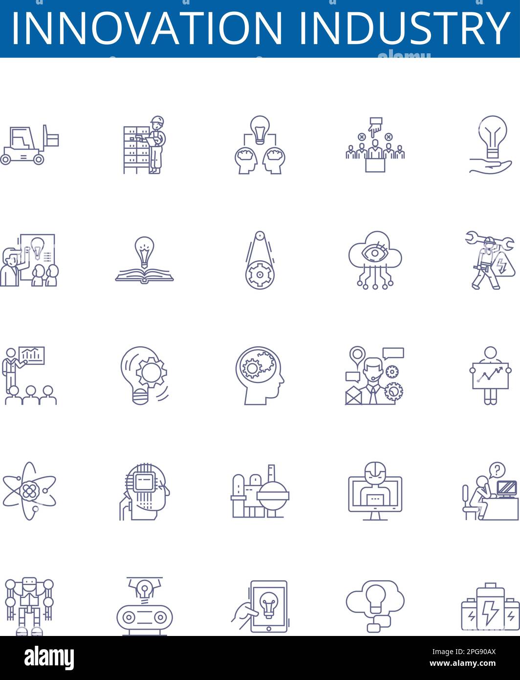 Innovation industry line icons signs set. Design collection of ...