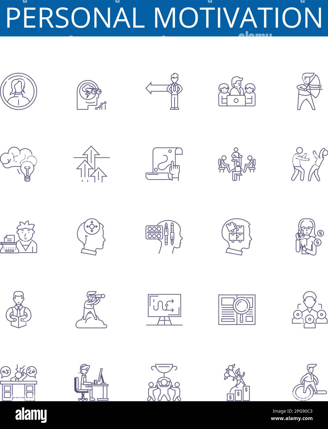 Personal motivation line icons signs set. Design collection of ...