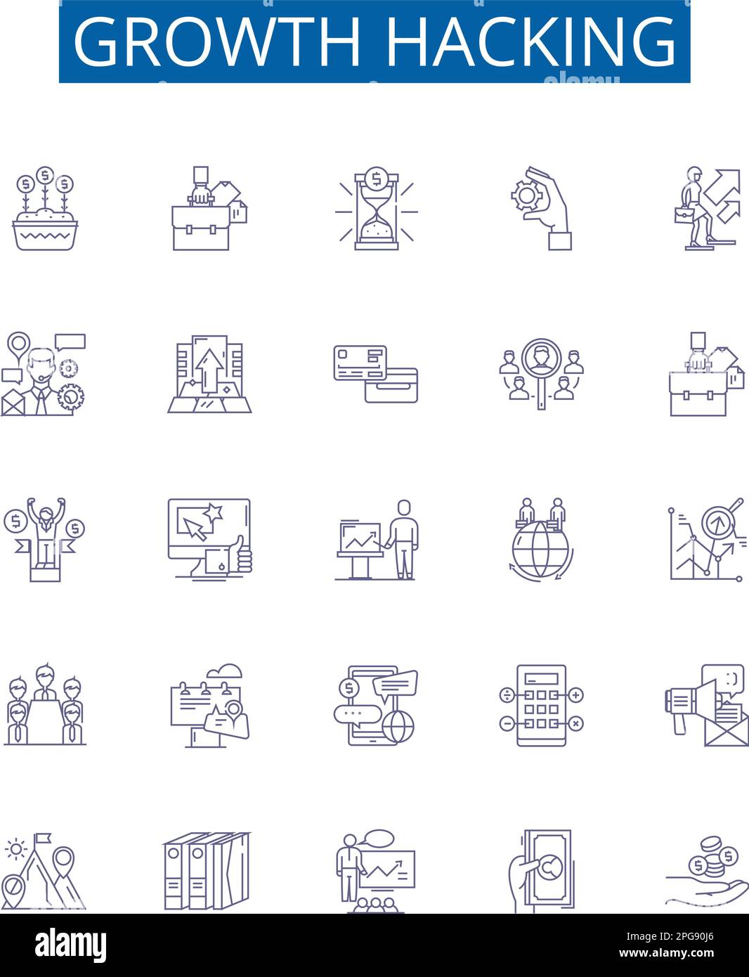 Growth Hacking Line Icons Signs Set Design Collection Of Acquisition