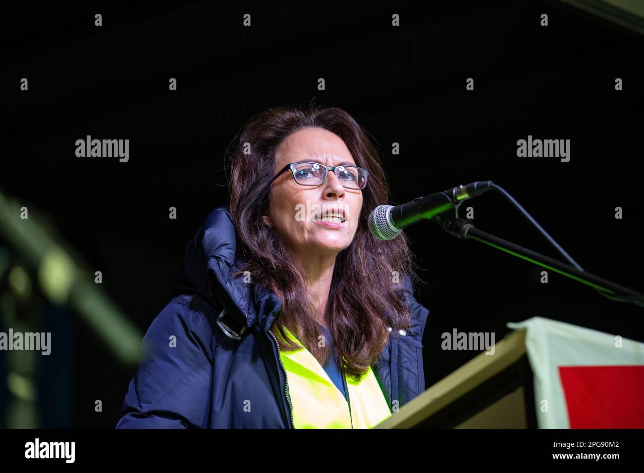 Munich, Germany. 21st Mar, 2023. DGB head Yasmin Fahimi ( SPD ). 6000 ...