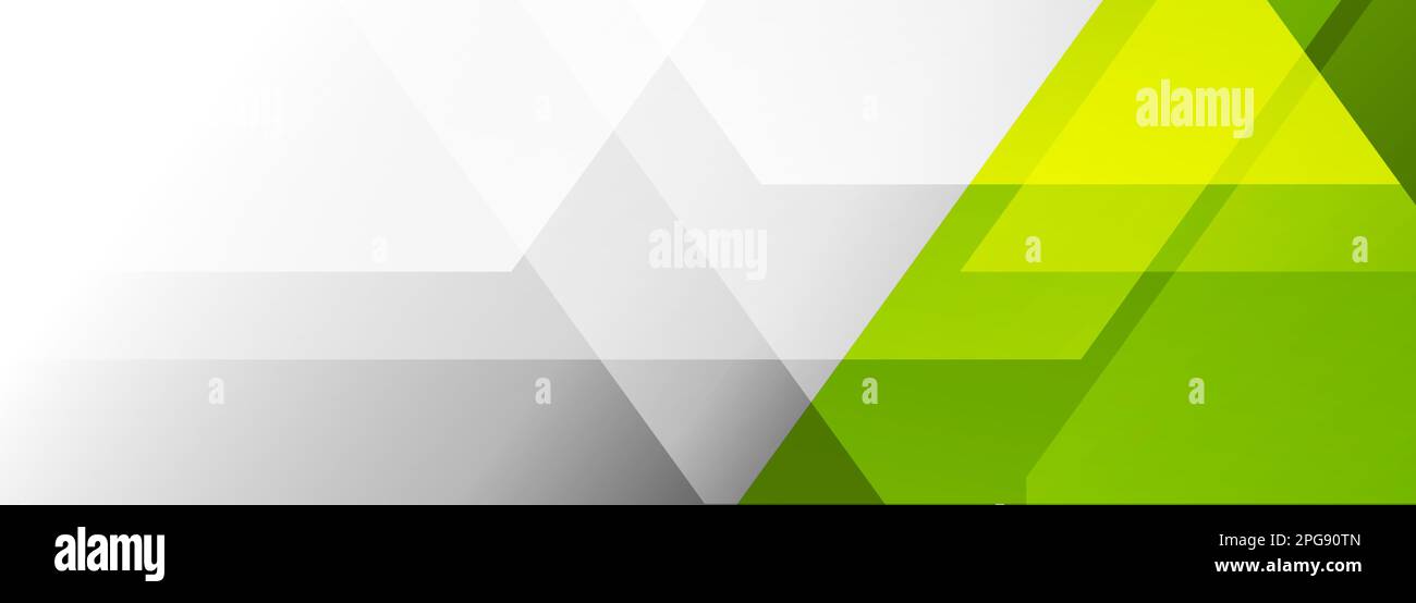 White and light green modern abstract wide banner with geometric shapes ...