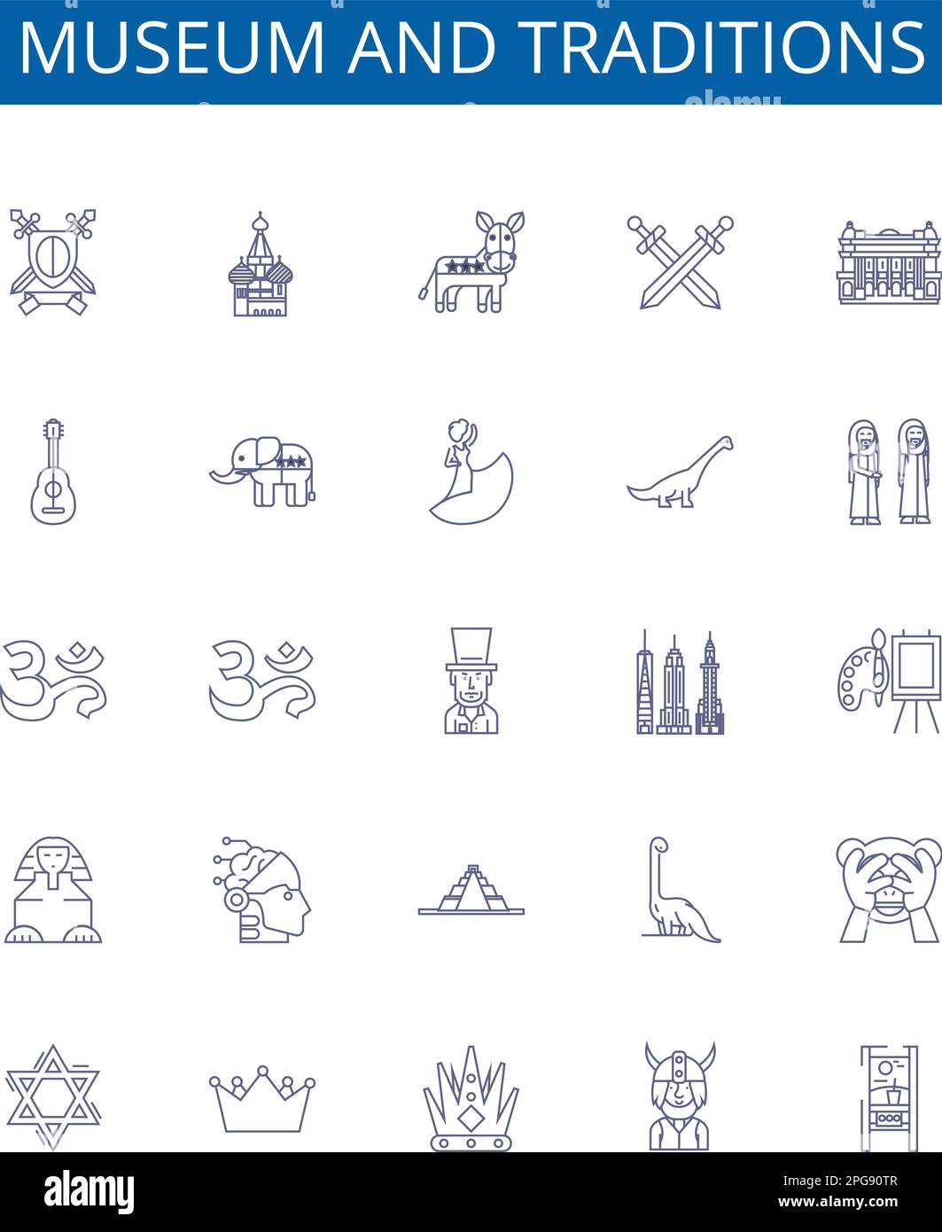 Museum and traditions line icons signs set. Design collection of museum ...