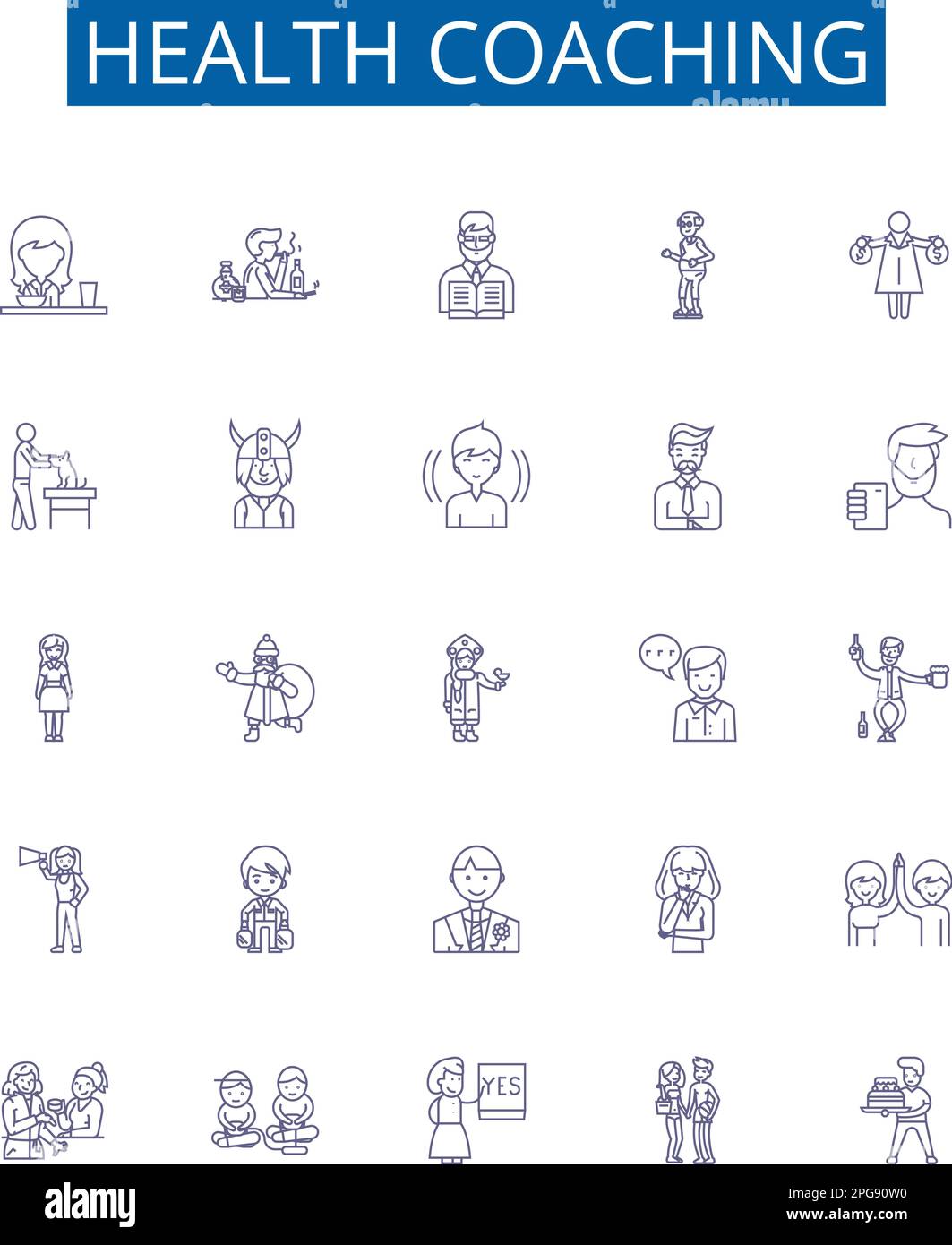 Health coaching line icons signs set. Design collection of Wellness ...