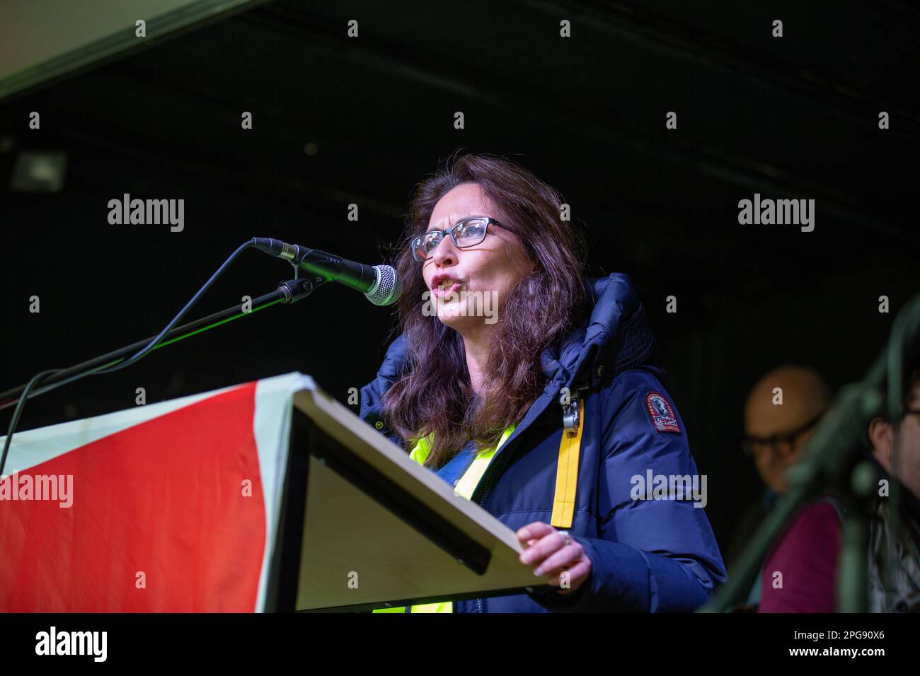 Munich, Germany. 21st Mar, 2023. DGB head Yasmin Fahimi ( SPD ). 6000 ...