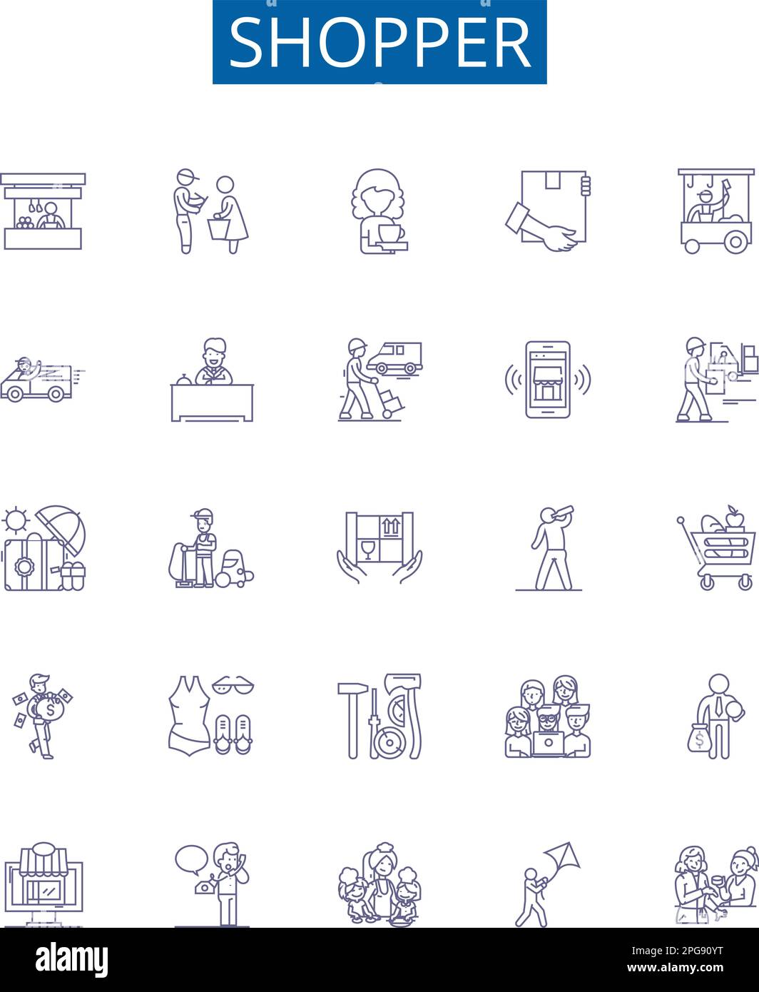 Shopper line icons signs set. Design collection of Shopper, Buyer ...