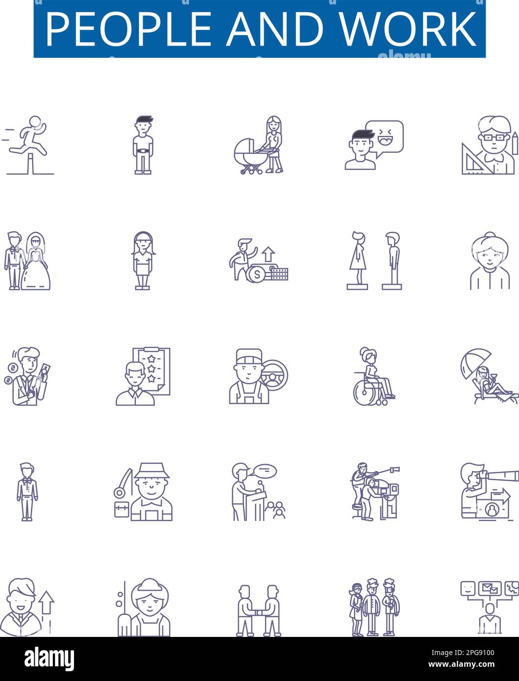 People and work line icons signs set. Design collection of Workers ...