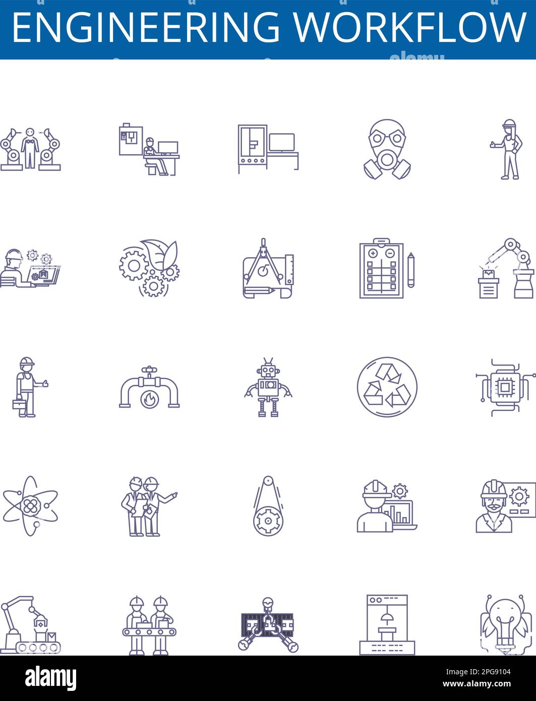 Engineering workflow line icons signs set. Design collection of ... Engineering workflow line icons signs set. Design collection of ...