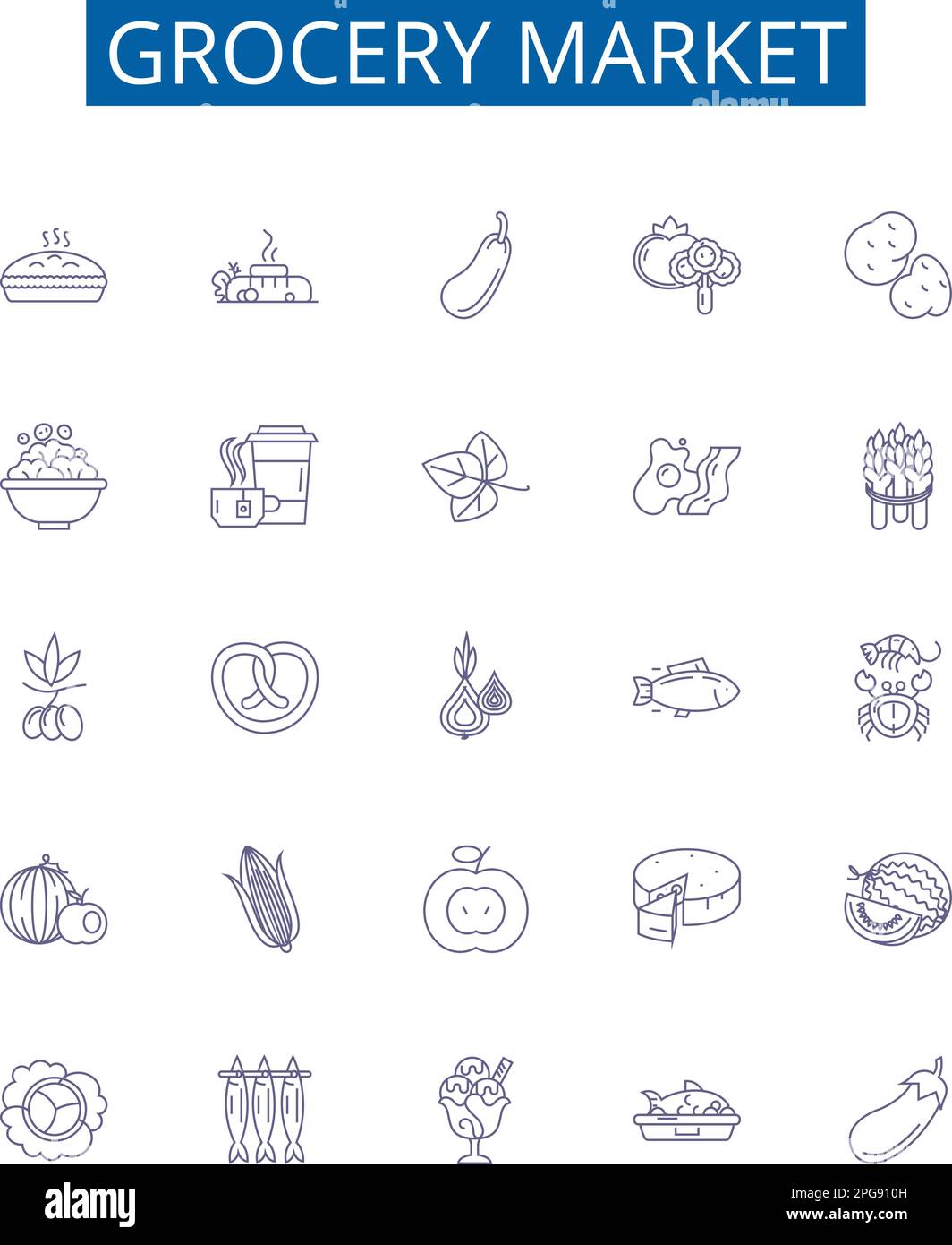 Grocery market line icons signs set. Design collection of Groceries ...