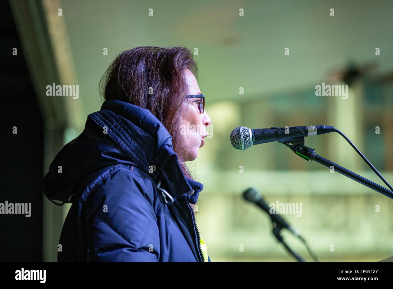 Munich, Germany. 21st Mar, 2023. DGB head Yasmin Fahimi ( SPD ). 6000 ...