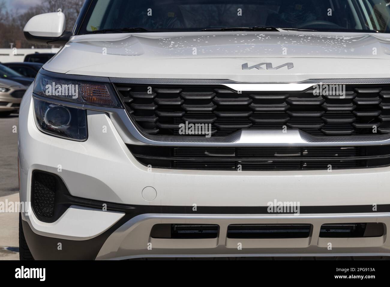 Indianapolis - Circa March 2023: Kia Seltos display at a dealership. Kia offers the Seltos in LX ...