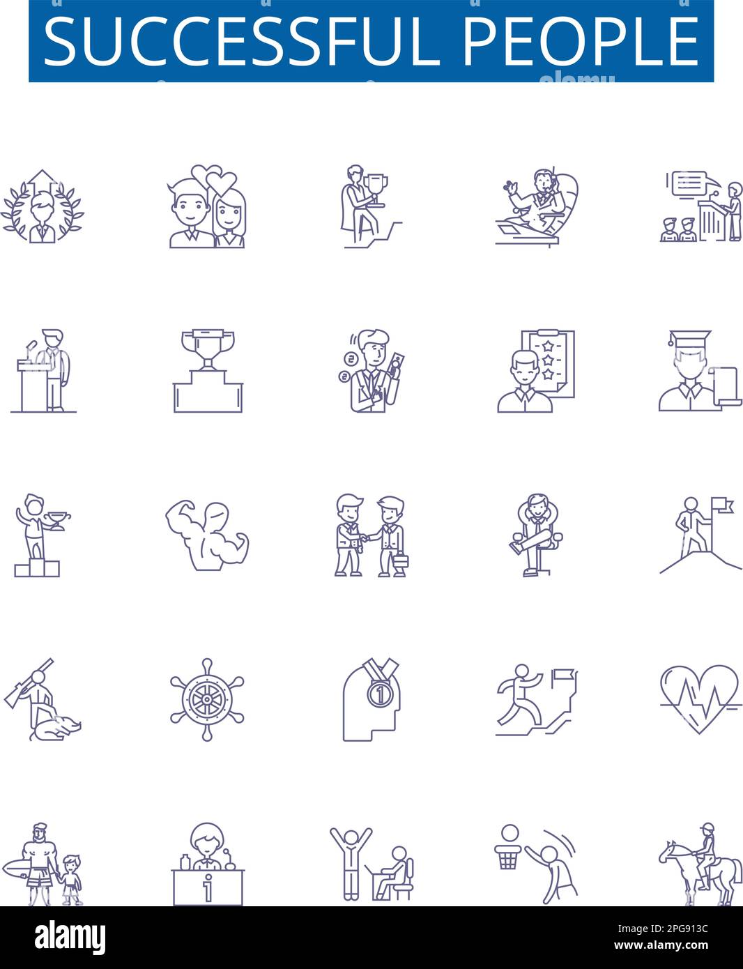Successful people line icons signs set. Design collection of achievers ...