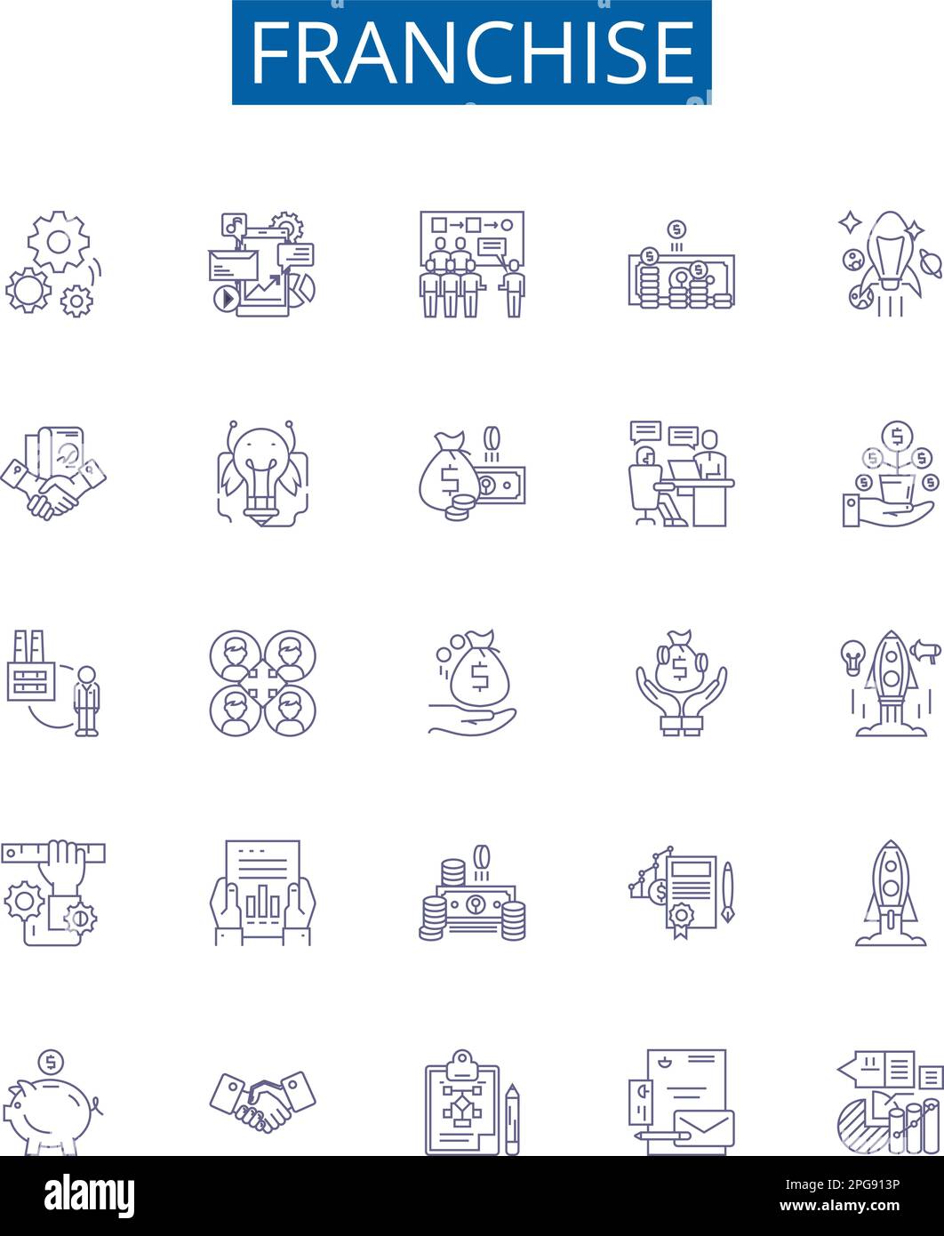 Franchise line icons signs set. Design collection of Franchising, Chain ...