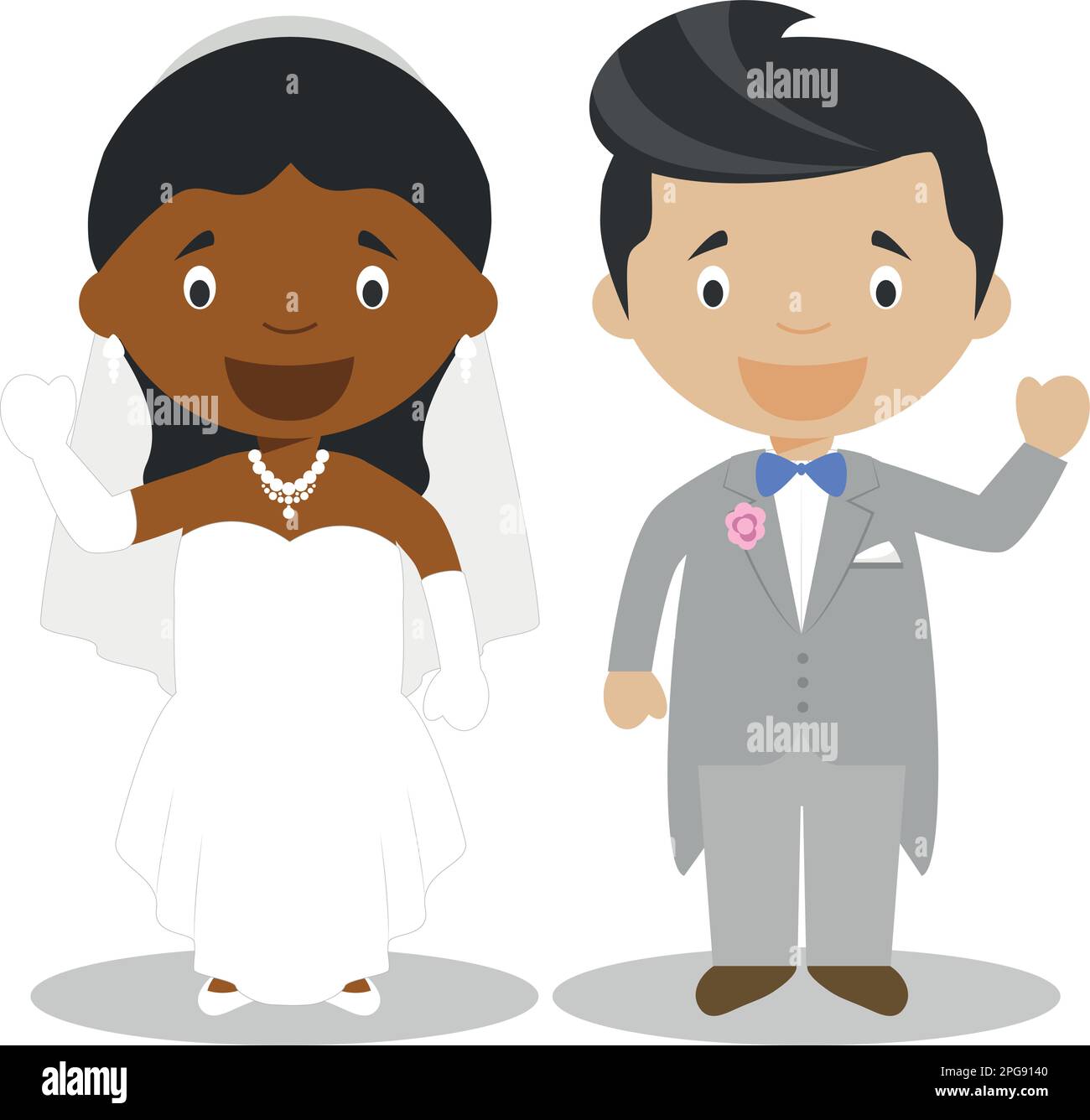 Black bride and mestizo bridegroom Interracial newlywed couple in ...