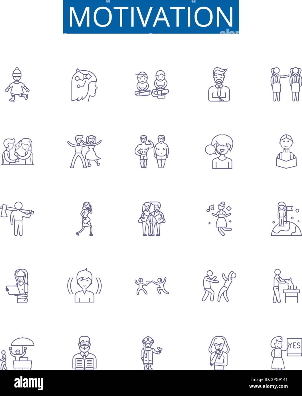 Motivation line icons signs set. Design collection of Inspire, Energize ...