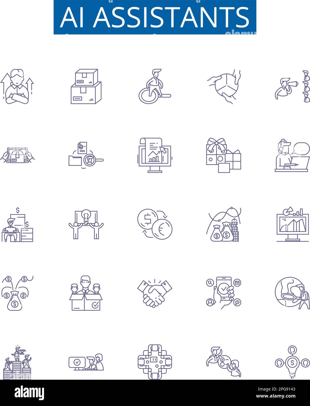 Ai assistants line icons signs set. Design collection of AI, assistants ...