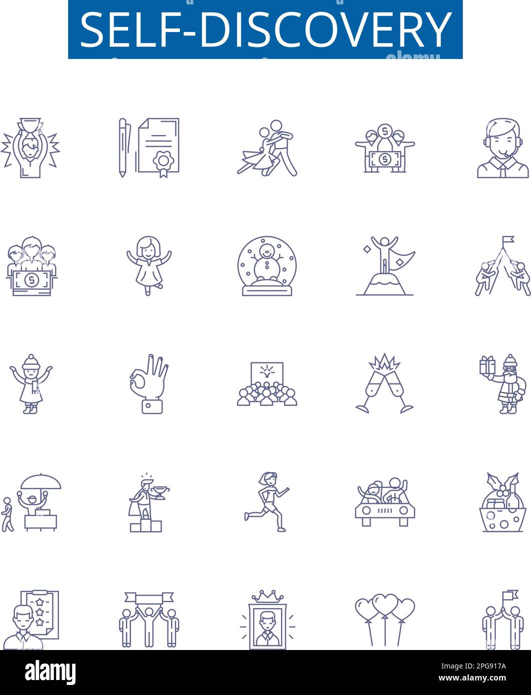 Self Discovery Line Icons Signs Set Design Collection Of Exploration Introspection Growth