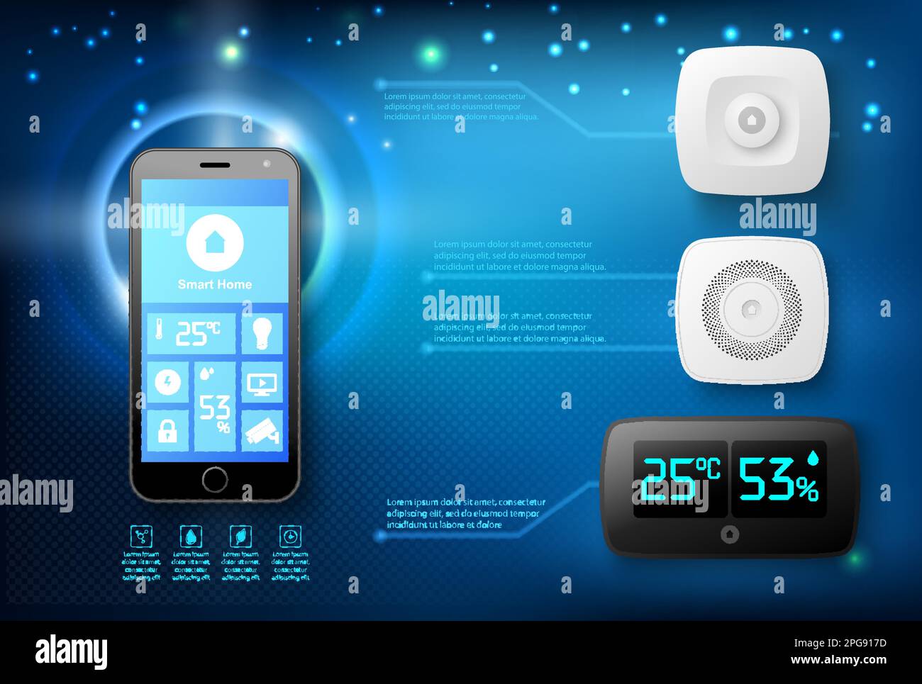 Smart sensors at home controlled by mobile phone. Internet of things ...