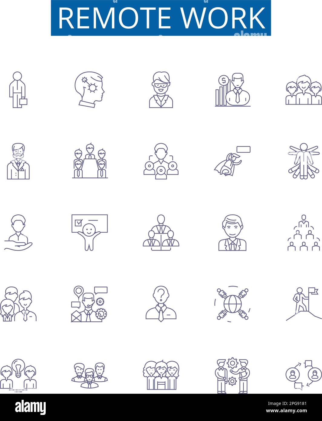 Remote work line icons signs set. Design collection of Remote, Work ...