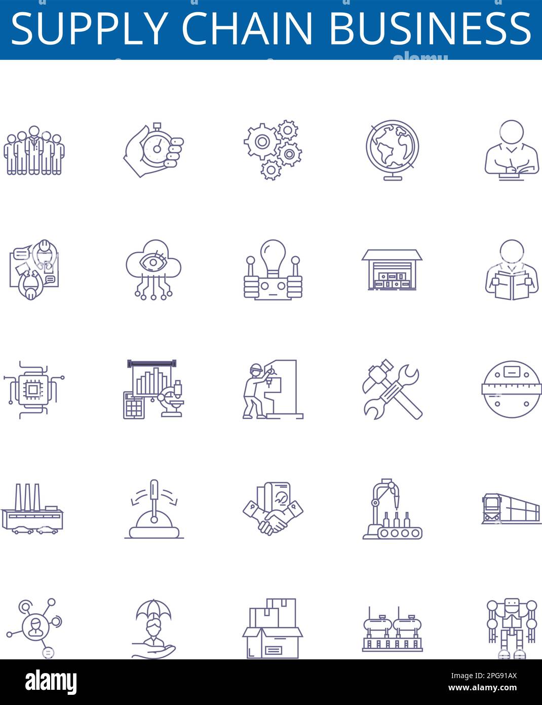 Supply chain business line icons signs set. Design collection of ...
