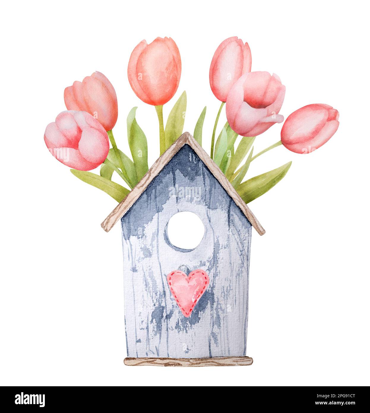 Spring flowers watercolor paintings Stock Photo - Alamy