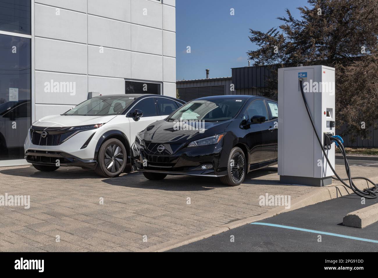 Indianapolis - Circa March 2023: Nissan Leaf and Ariya display at a ...