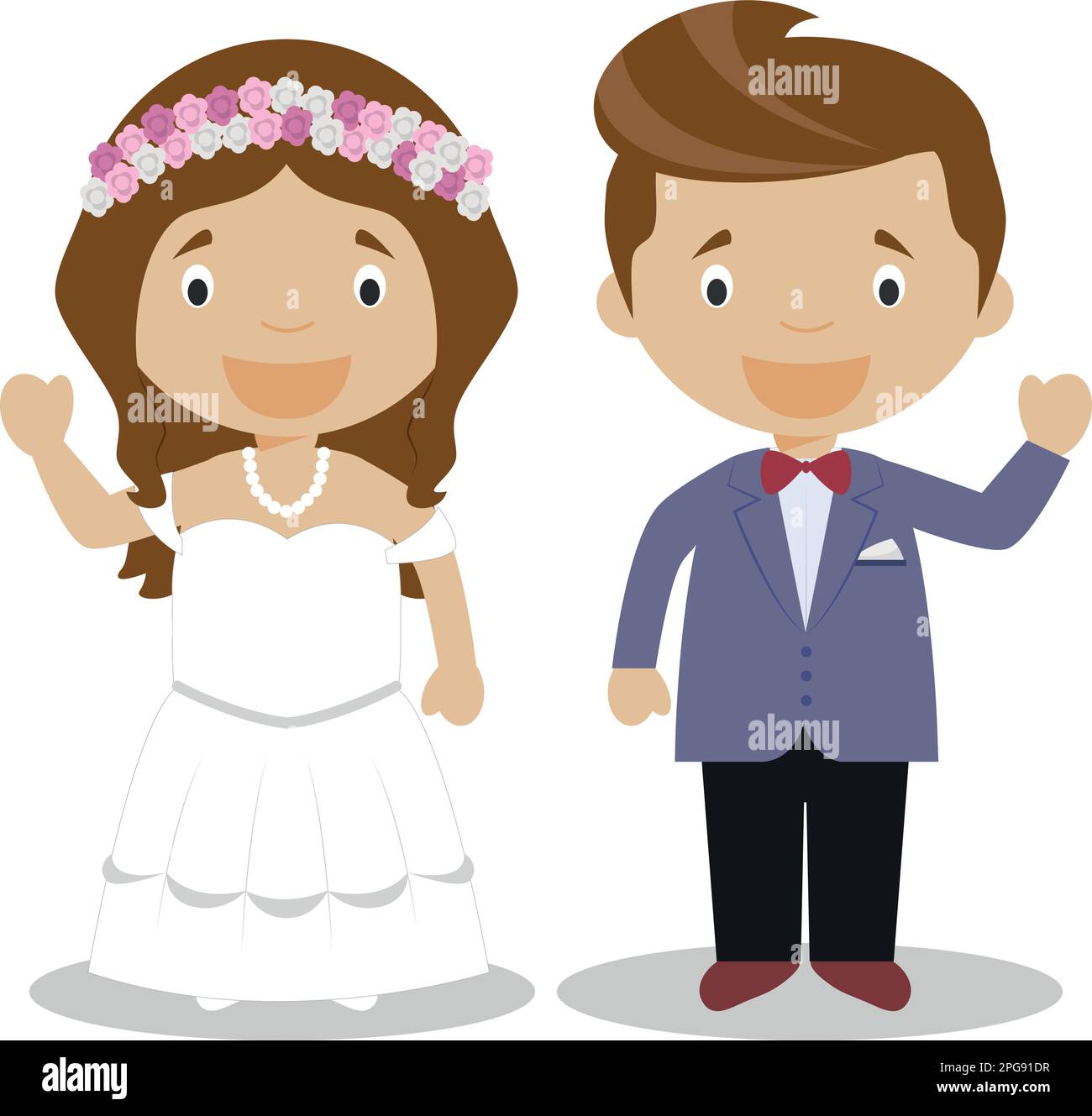 Mestizo newlywed couple in cartoon style Vector illustration Stock ...