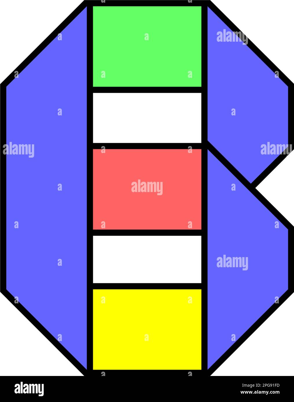 Font alphabet folded from colored paper, letter made in multi-colored ...