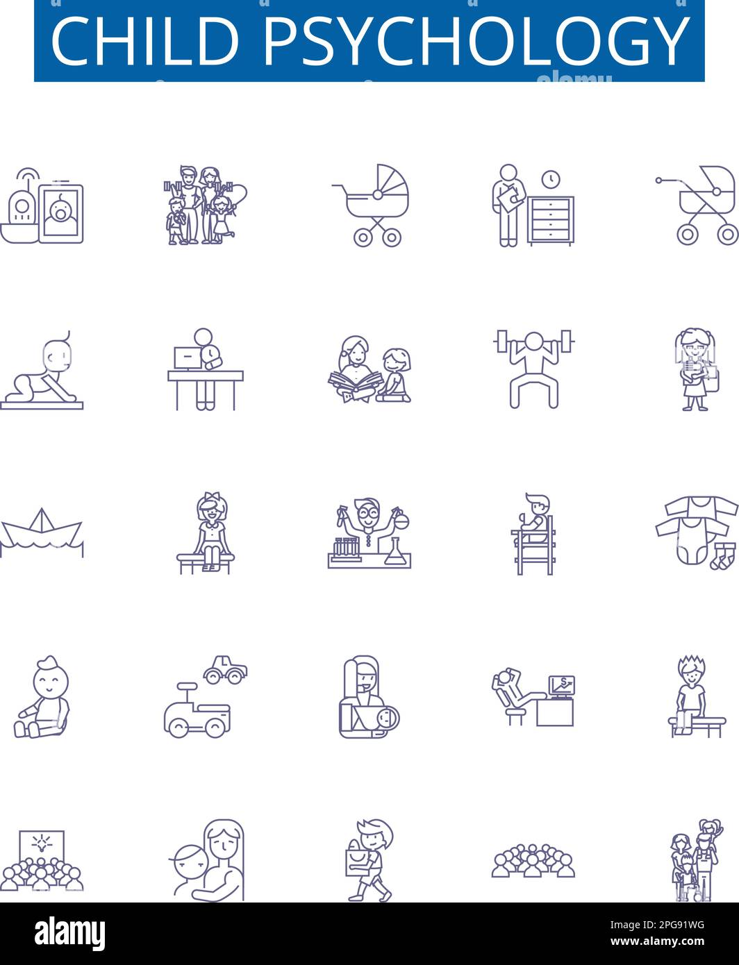 Child psychology line icons signs set. Design collection of Child ...