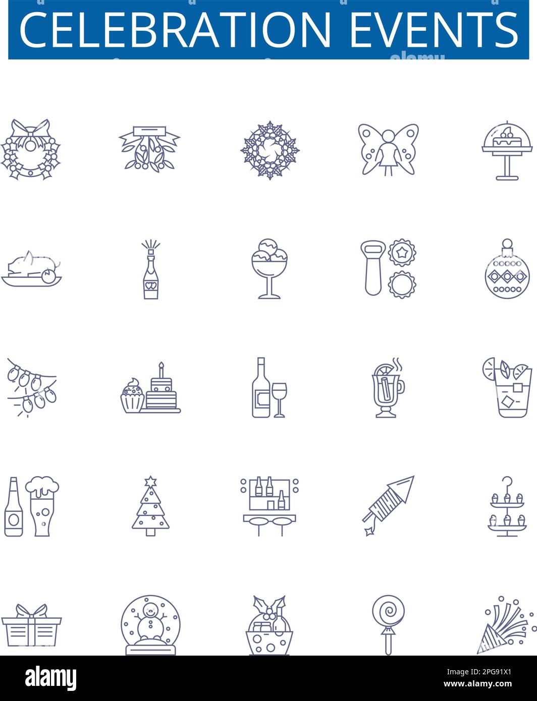 Celebration events line icons signs set. Design collection of ...