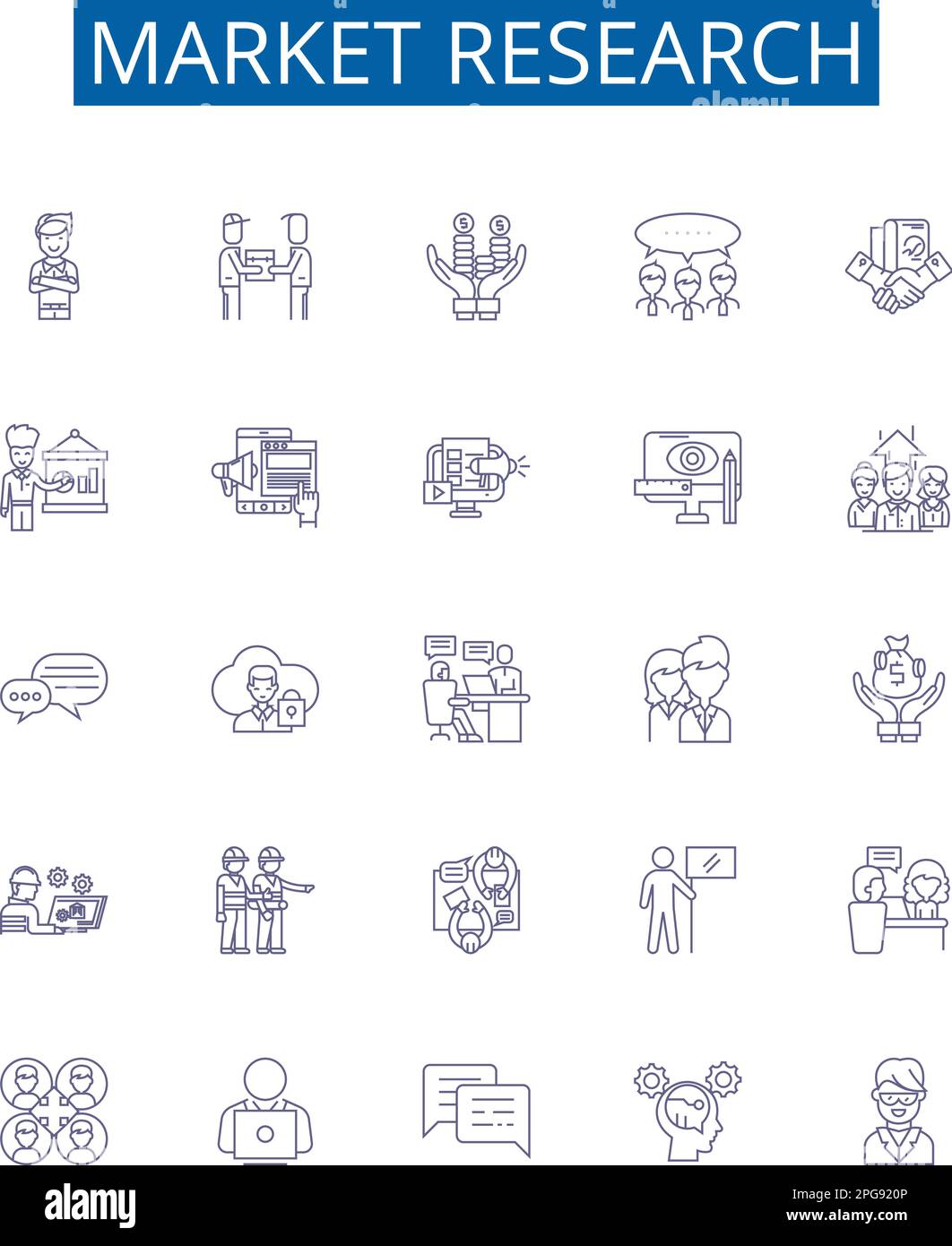 Market research line icons signs set. Design collection of Market ... Market research line icons signs set. Design collection of Market ...
