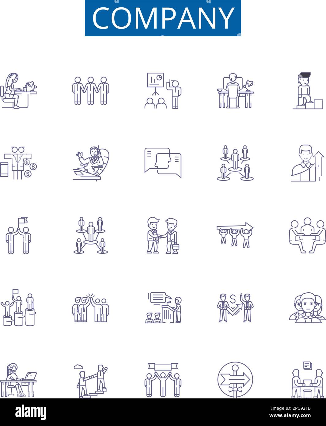 Company line icons signs set. Design collection of Business, Firm ...