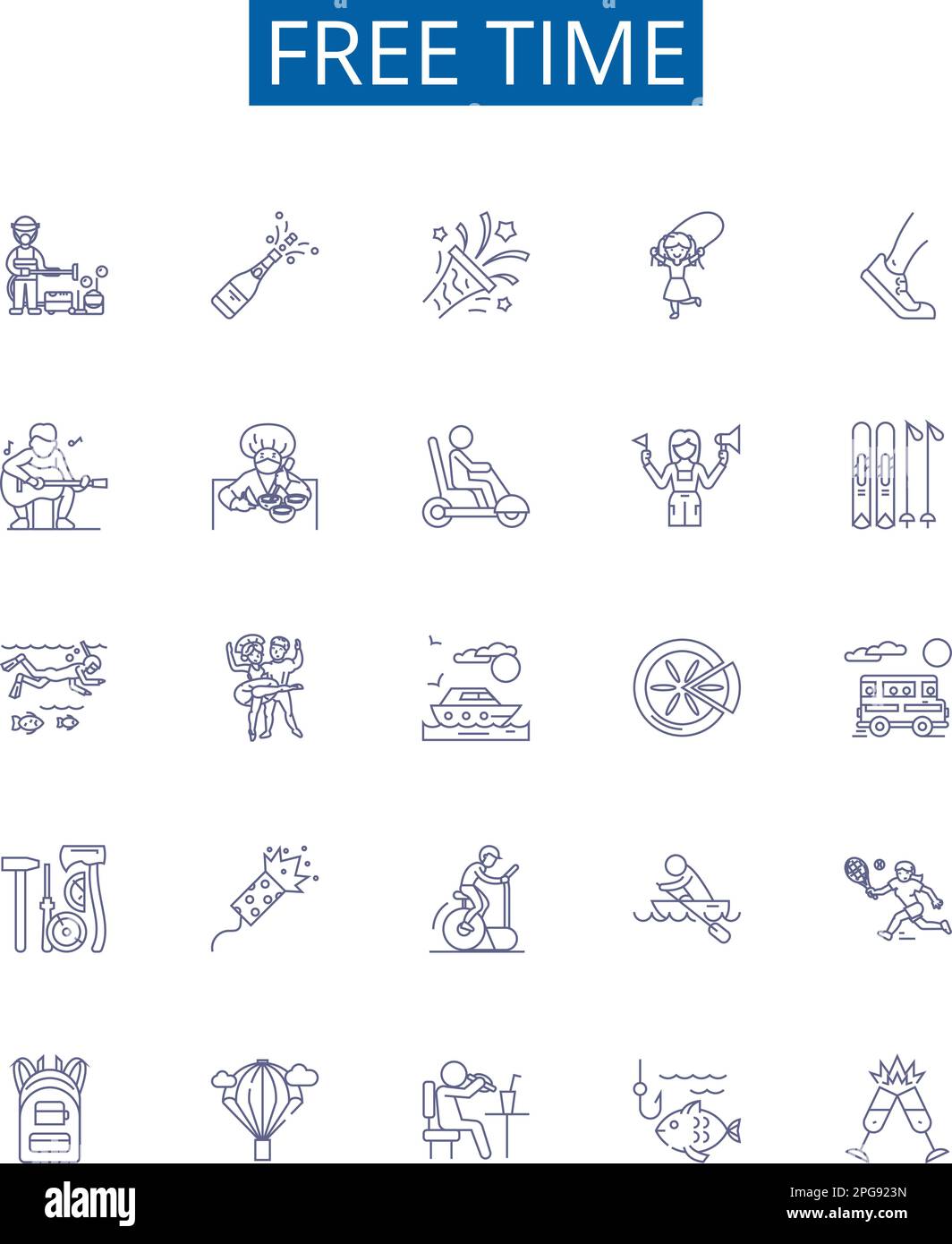Free time line icons signs set. Design collection of Leisure, Idleness ...