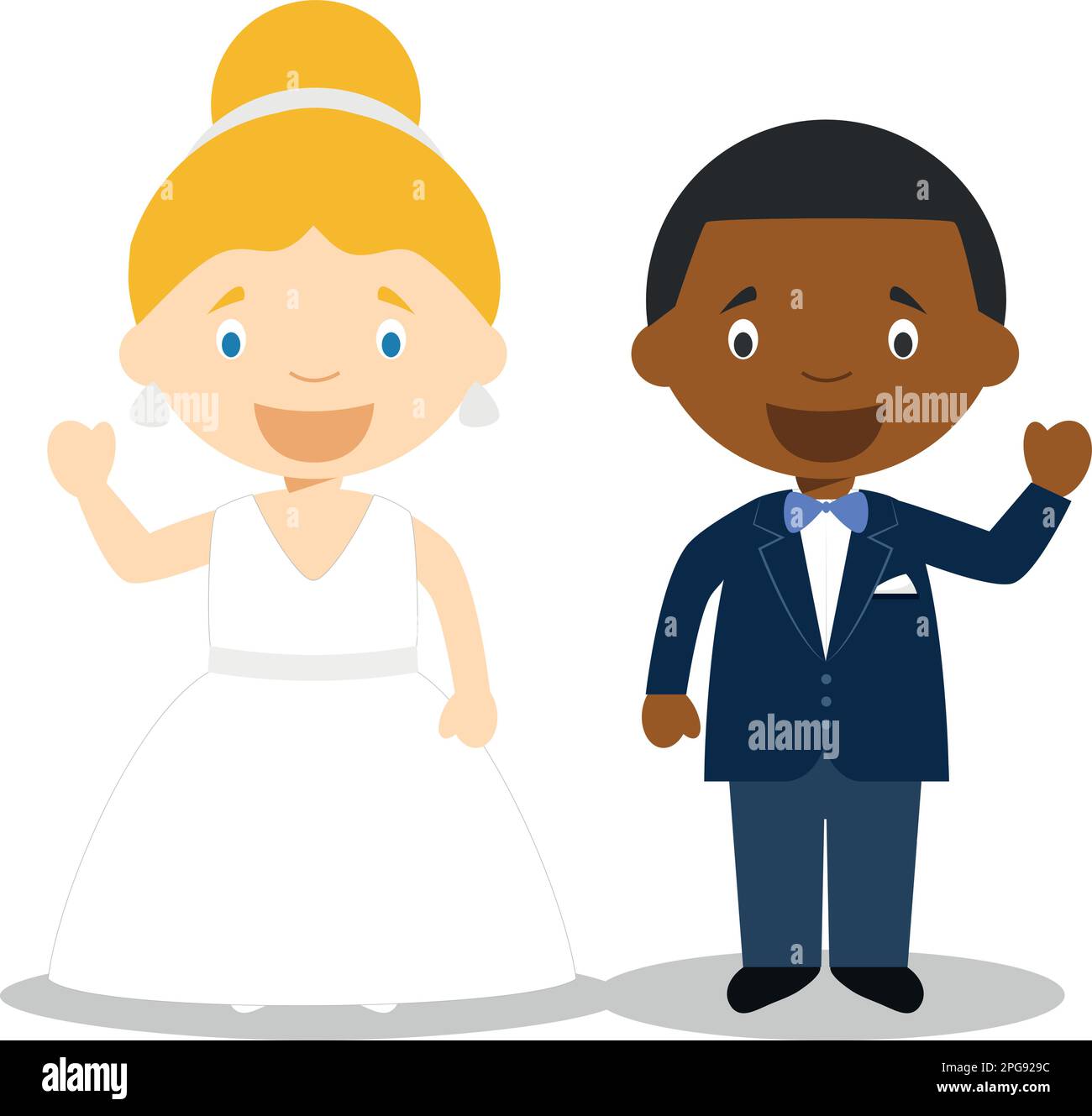 Caucasian bride and black bridegroom Interracial newlywed couple in ...