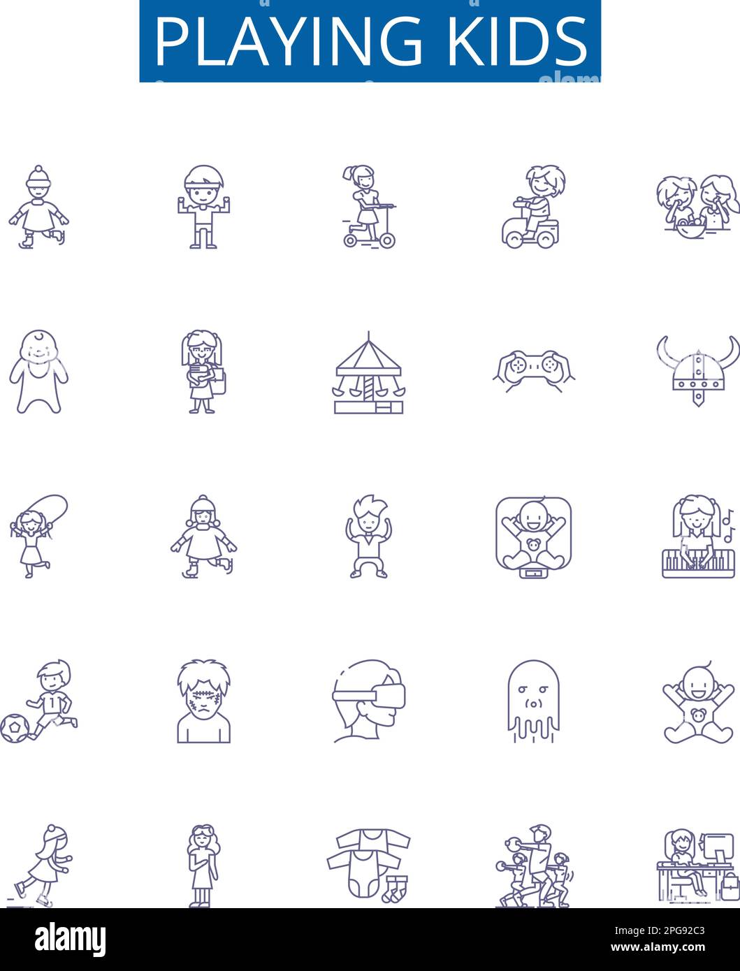 Playing kids line icons signs set. Design collection of Children, Kids ...