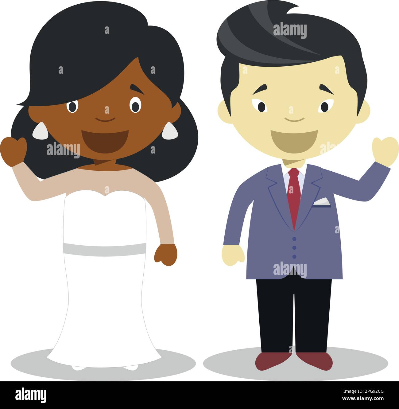 Black bride and oriental bridegroom Interracial newlywed couple in ...