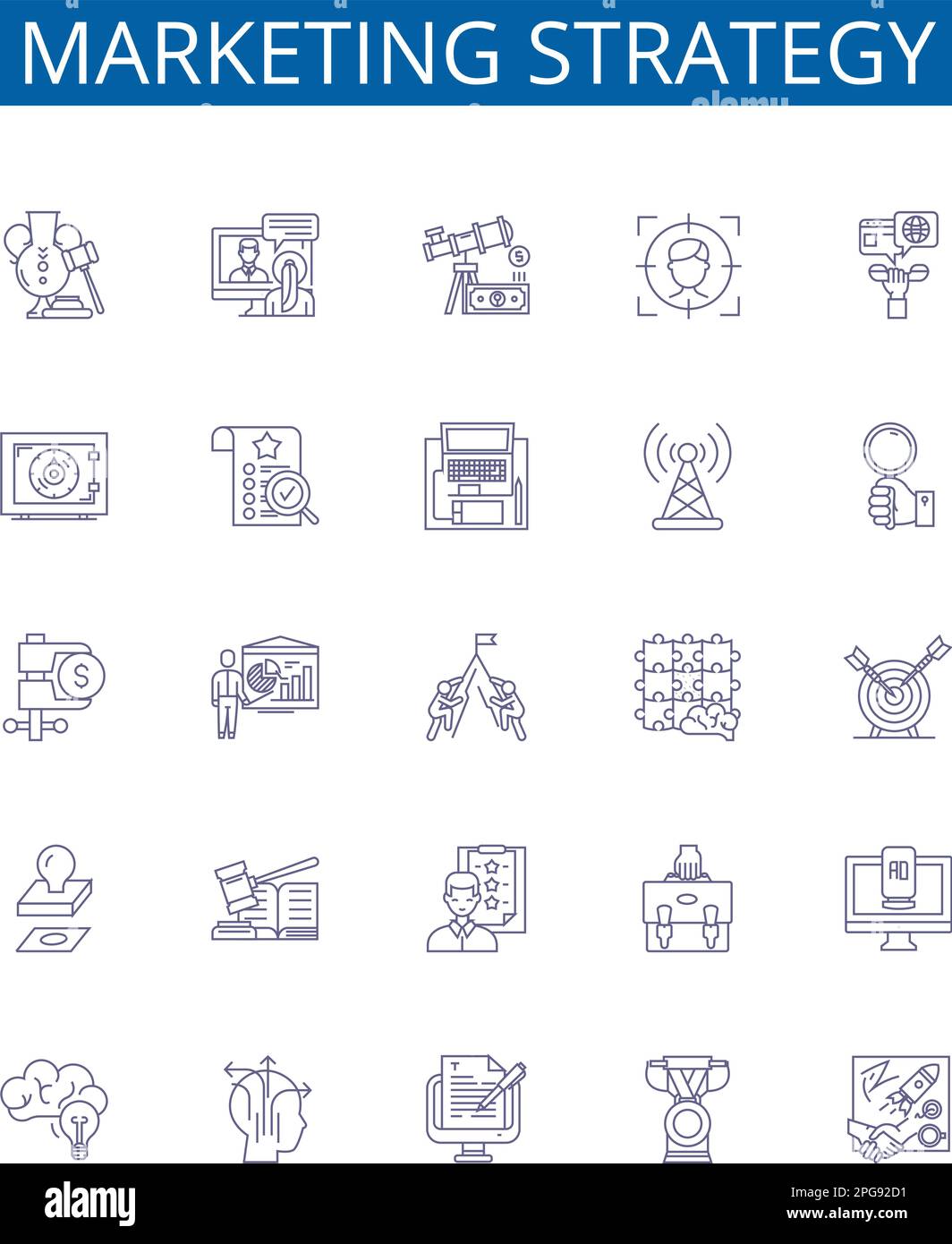 Marketing strategy line icons signs set. Design collection of marketing ...