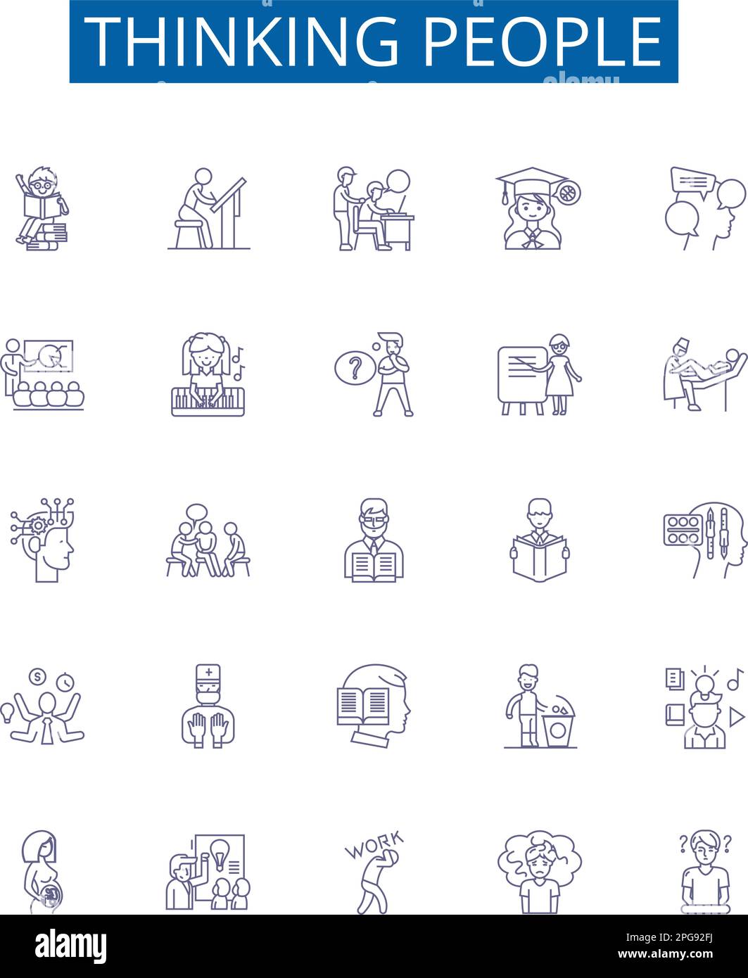 Thinking people line icons signs set. Design collection of Thinkers ...