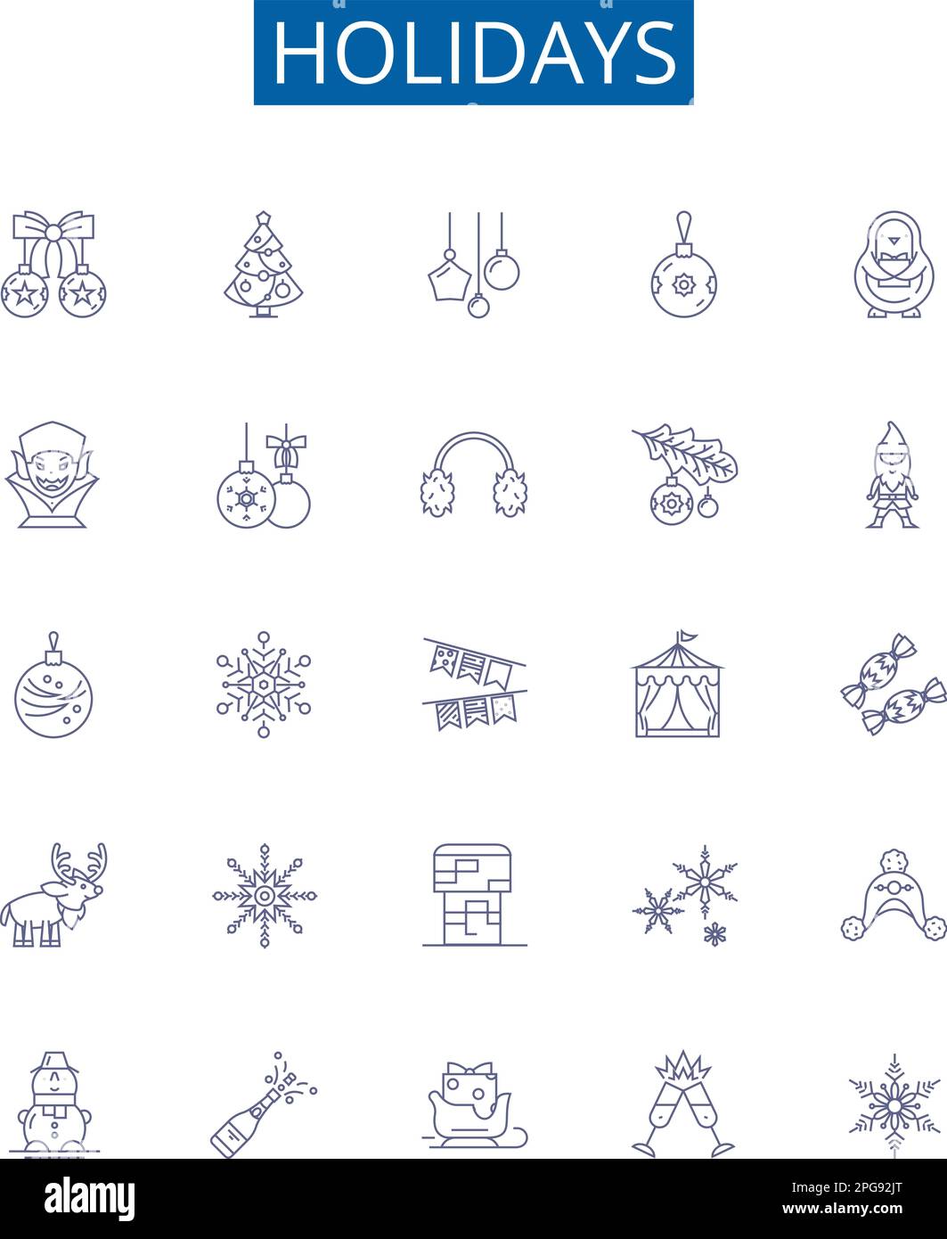 Holidays line icons signs set. Design collection of Vacation, Festive ...