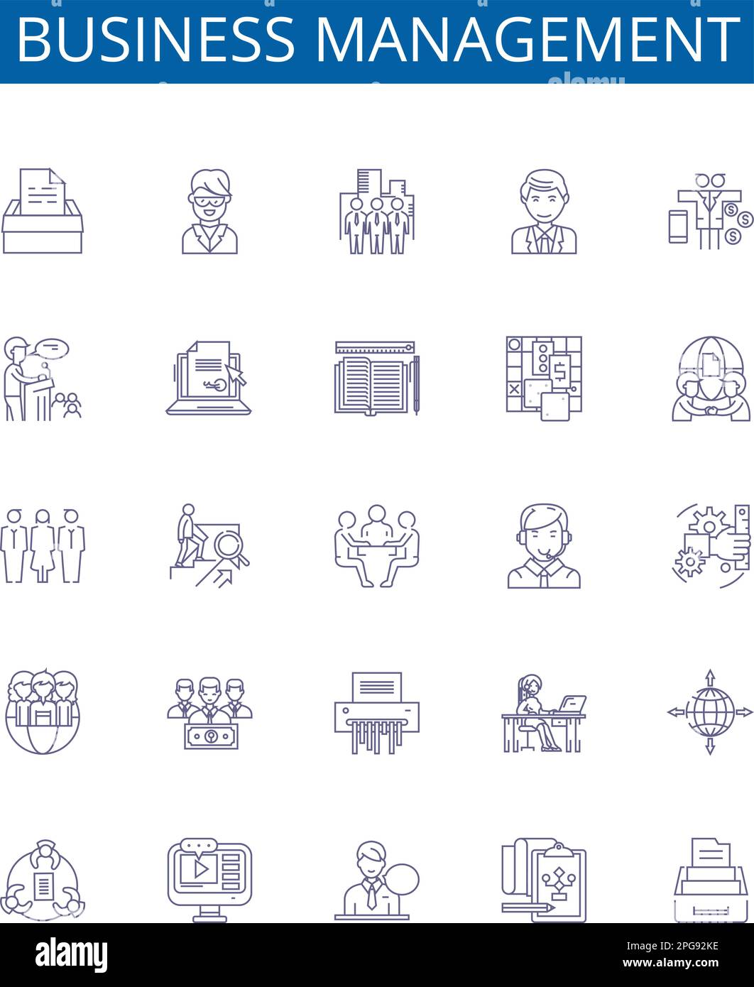 Business management line icons signs set. Design collection of Finance, Strategy, Organizing ...