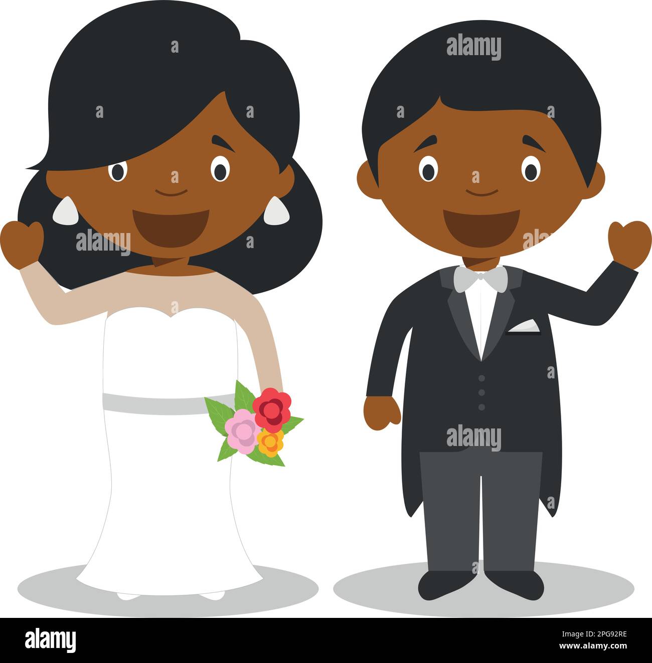 Black newlywed couple in cartoon style Vector illustration Stock Vector ...
