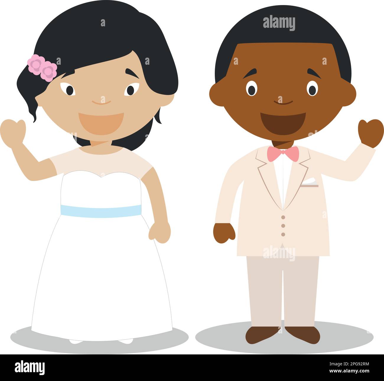 Oriental bride and black bridegroom Interracial newlywed couple in ...