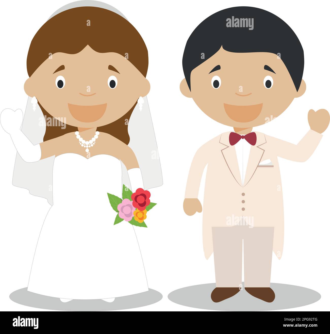 Mestizo newlywed couple in cartoon style Vector illustration Stock ...