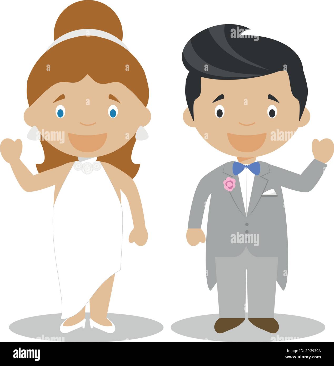 Mestizo newlywed couple in cartoon style Vector illustration Stock ...